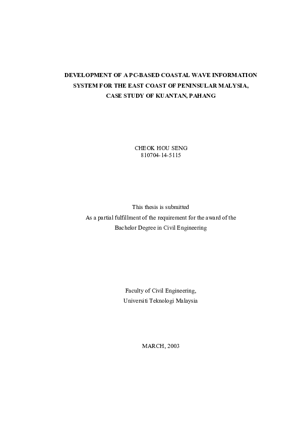 (PDF) … OF A PC-BASED COASTAL WAVE INFORMATION SYSTEM FOR THE EAST ...