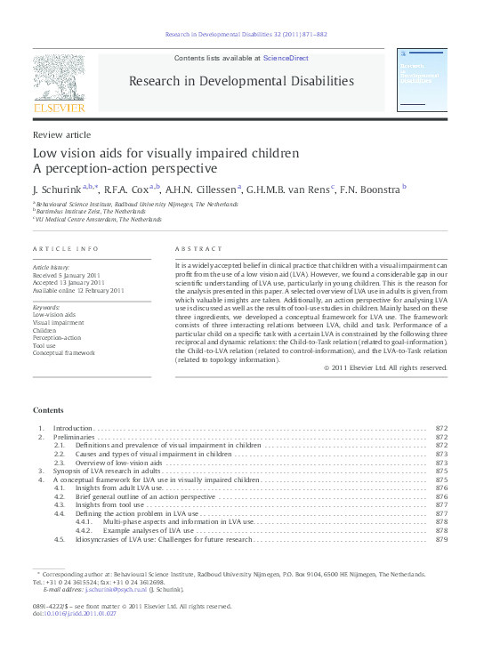 (PDF) Low vision aids for visually impaired children