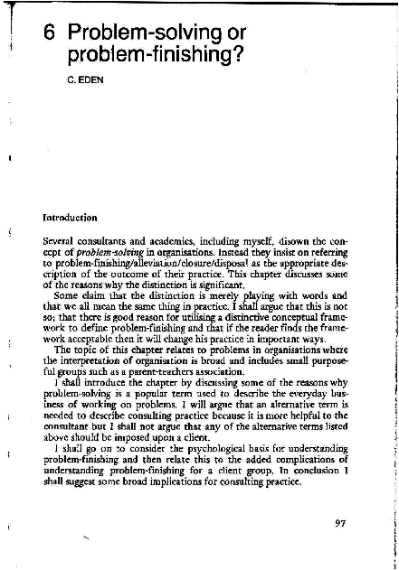 (PDF) Problem solving or problem finishing