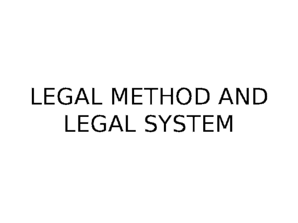 (PPT) Legal Method And Legal System