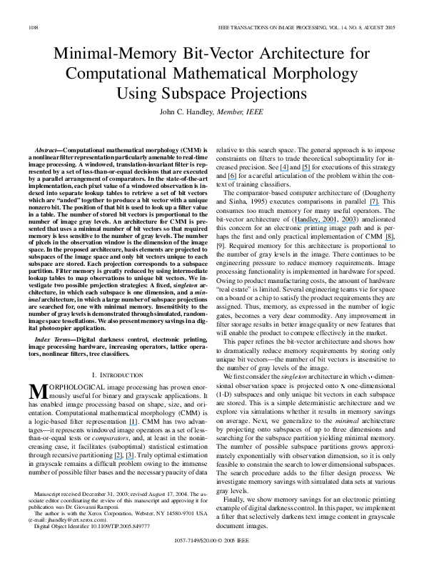 Pdf Minimal Memory Bit Vector Architecture For Computational
