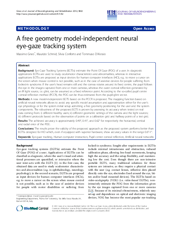 (PDF) A free geometry model-independent neural eye-gaze tracking system