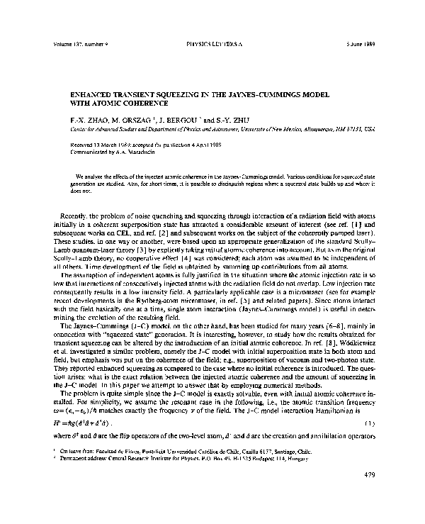 (PDF) Enhanced transient squeezing in the Jaynes-Cummings model with atomic coherence