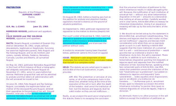 (DOC) PRETERITION and SUBSTITUTION
