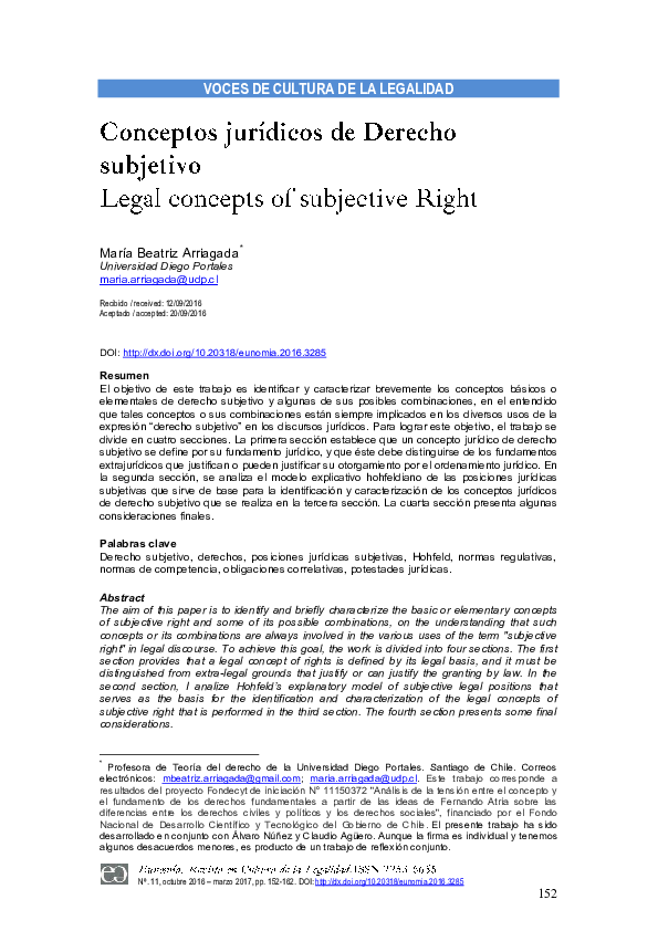 (PDF) Conceptos jurídicos de derecho subjetivo (Legal concepts of ...