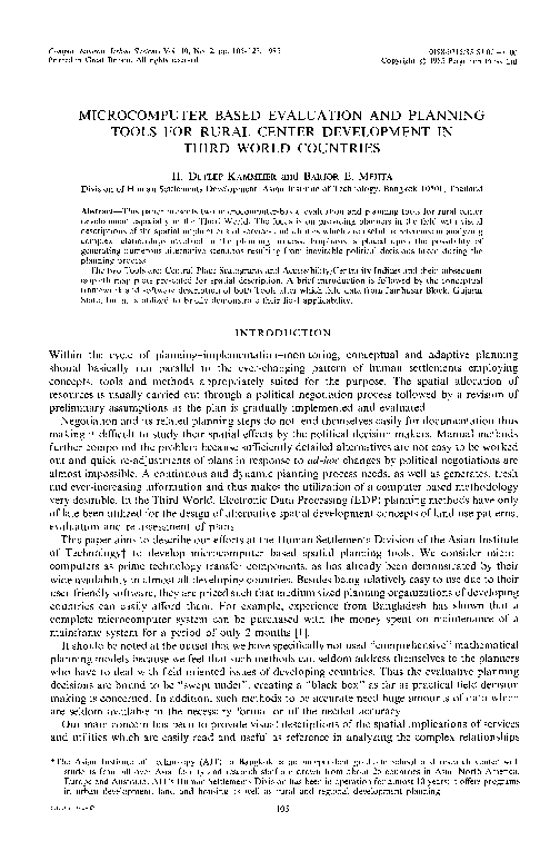 (PDF) Microcomputer based evaluation and planning tools for rural center development in third ...