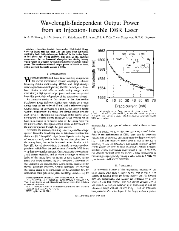 (PDF) Wavelength-independent output power from an injection-tunable DBR laser