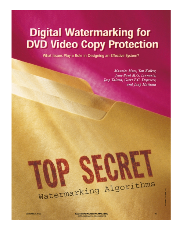(PDF) Digital watermarking for DVD video copy protection