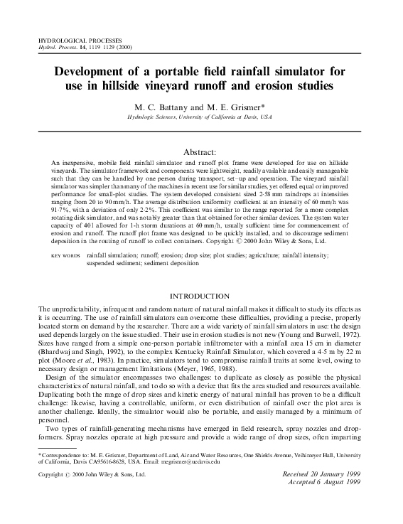 (PDF) Development of a portable field rainfall simulator for use in ...