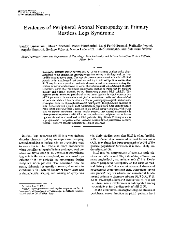 (PDF) Evidence of peripheral axonal neuropathy in primary restless legs ...