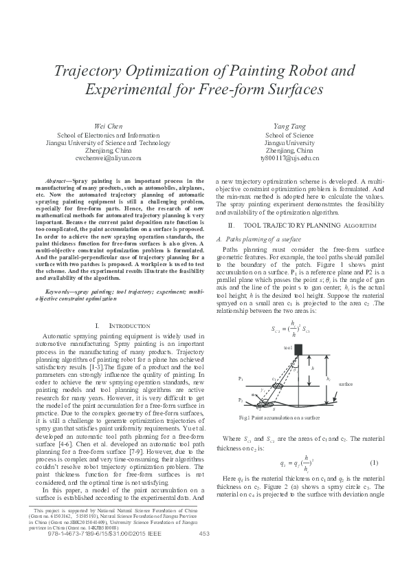 (PDF) Trajectory Optimization of Painting Robot and Experimental for Free-form Surfaces