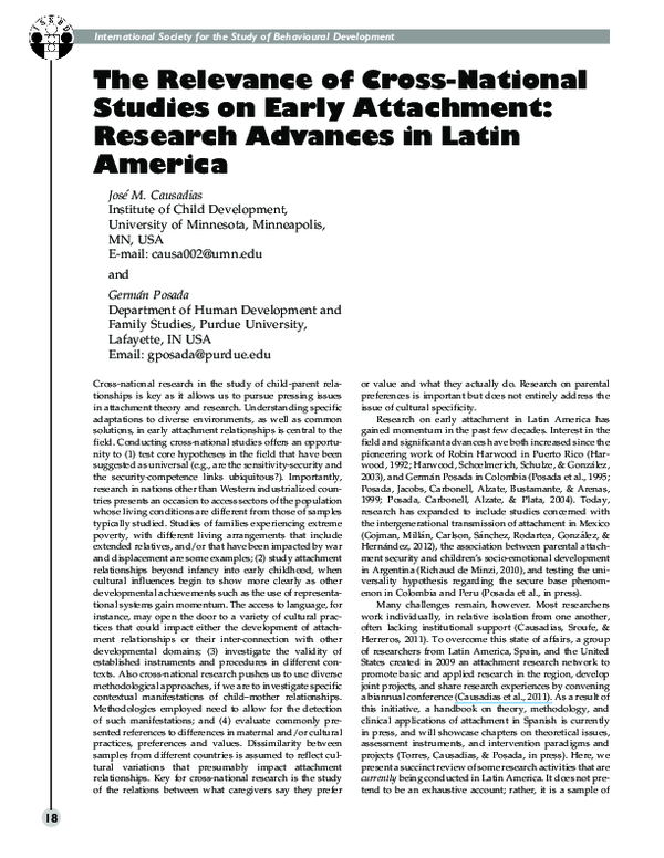 (PDF) The Relevance of Cross-National Studies on Early Attachment ...