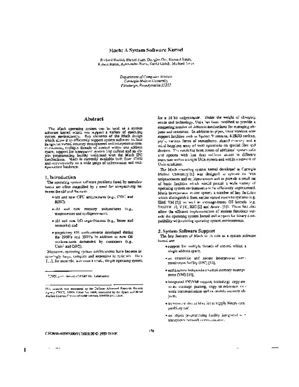 (PDF) Mach: a system software kernel | Richard Sanzi and Alessandro ...