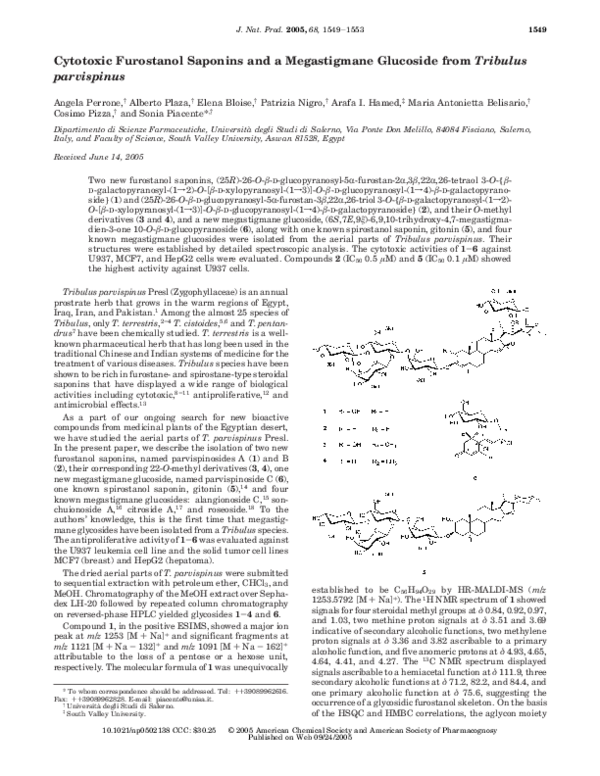 (PDF) Cytotoxic Furostanol Saponins and a Megastigmane Glucoside from ...