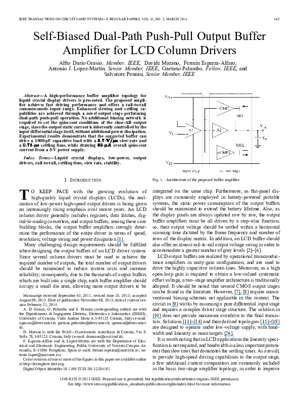 (PDF) Self-Biased Dual-Path Push-Pull Output Buffer Amplifier for LCD Column Drivers