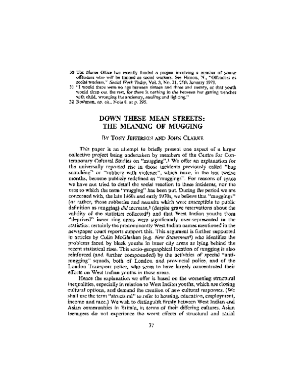 (PDF) Down These Mean Streets: The Meaning of Mugging