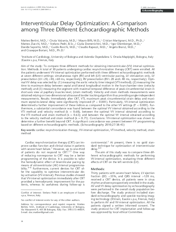 (PDF) Interventricular Delay Optimization: A Comparison among Three ...