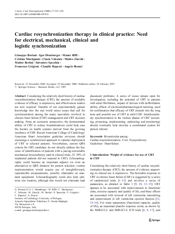 (PDF) Cardiac resynchronization therapy in clinical practice: Need for ...