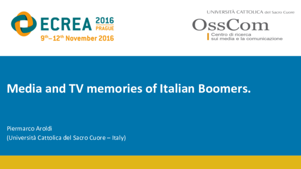 (PDF) Media and TV memories of Italian Boomers.