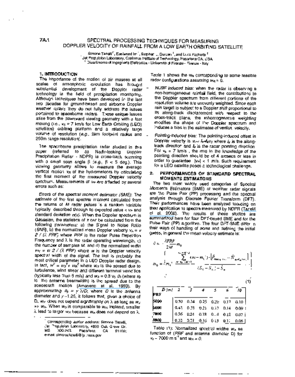 (PDF) An Estimation of Doppler Frequency due to Moving Object Like Rain and Others to find its ...