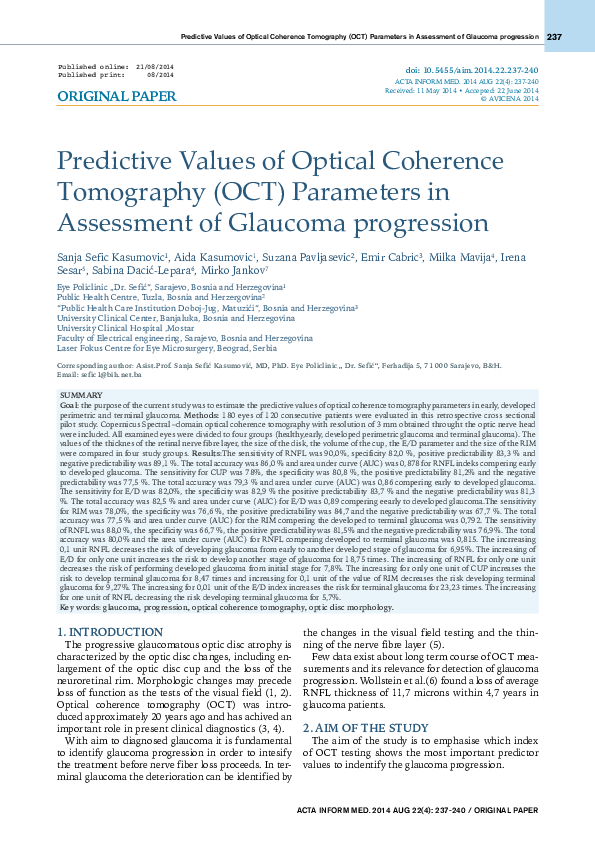 (PDF) Predictive Values of Optical Coherence Tomography (OCT ...