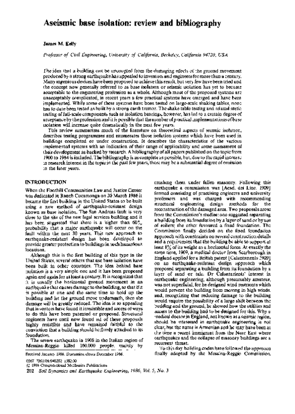 (PDF) Aseismic base isolation: review and bibliography