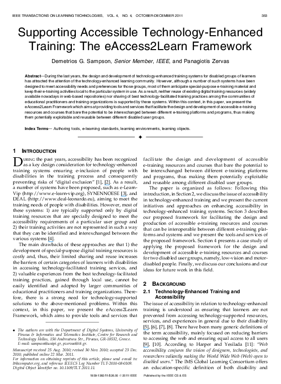 (PDF) Supporting Accessible Technology-Enhanced Training: The ...