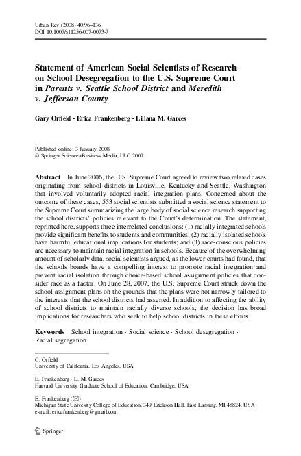 (PDF) Statement of American Social Scientists of Research on School ...
