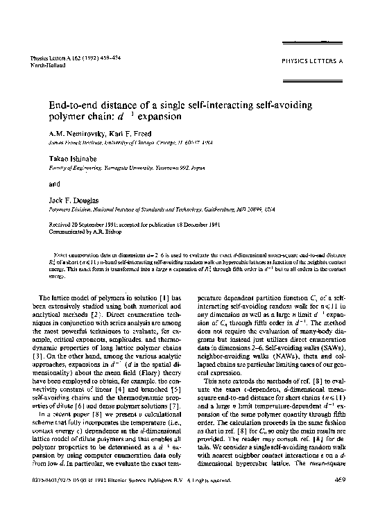 (PDF) End-to-end distance of a single self-interacting self-avoiding ...