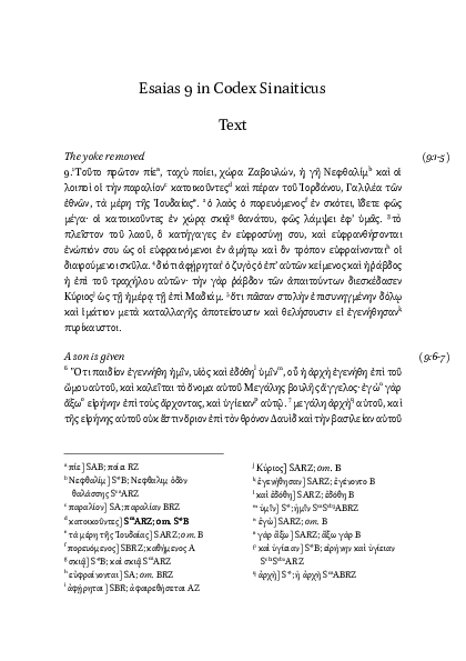 (PDF) Esaias 9 in Codex Sinaiticus Text