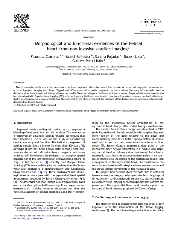 (PDF) Morphological and functional evidences of the helical heart from ...