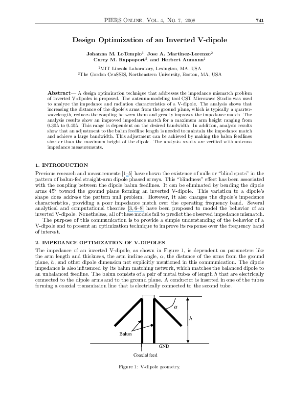 (PDF) Design Optimization of an Inverted V-dipole