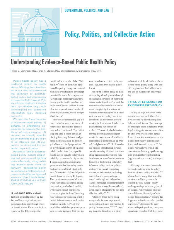 (PDF) Understanding evidence-based public health policy