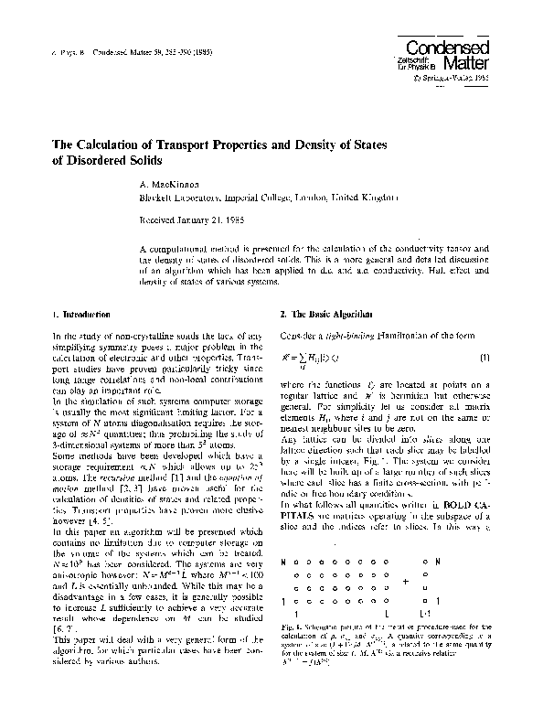 (PDF) The calculation of transport properties and density of states of ...