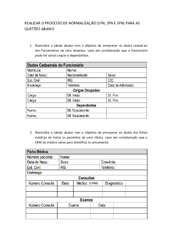 (PDF) NORMALIZAÇÃO (1FN, 2FN E 3FN)