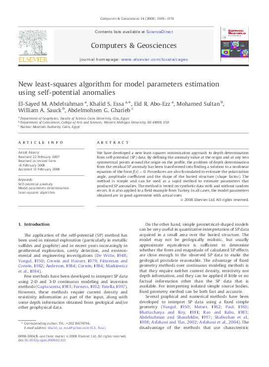 Pdf New Least Squares Algorithm For Model Parameters Estimation Using