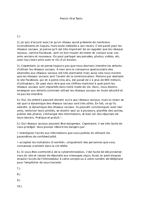 (DOC) French Oral Texts