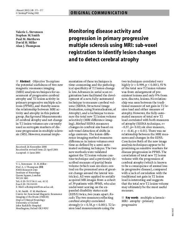 (PDF) Monitoring disease activity and progression in primary ...