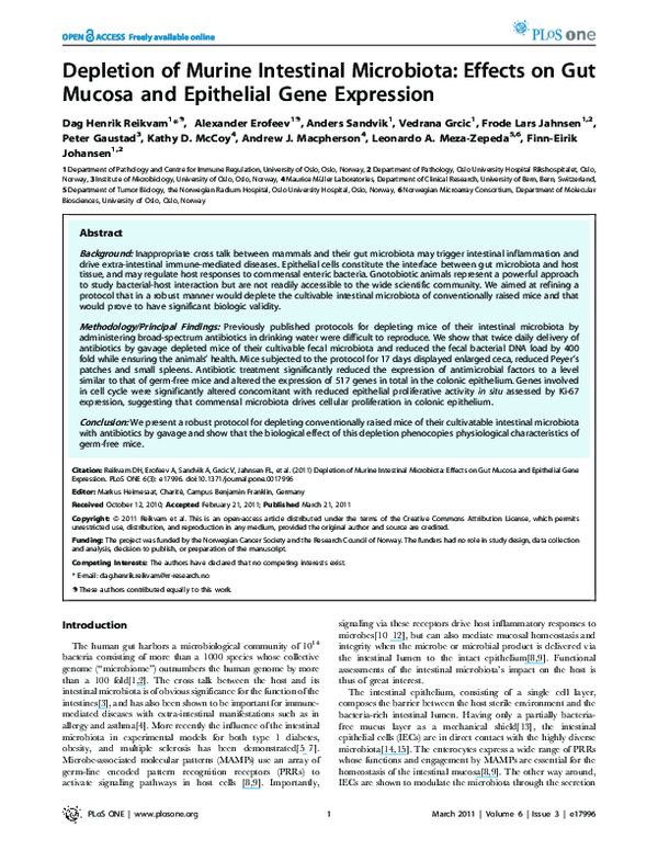 (PDF) Depletion of Murine Intestinal Microbiota: Effects on Gut Mucosa ...