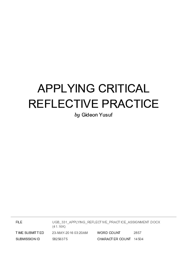 (PDF) APPLYING CRITICAL REFLECTIVE PRACTICE