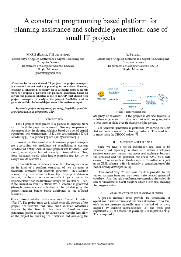 Pdf A Constraint Programming Based Platform For Planning Assistance