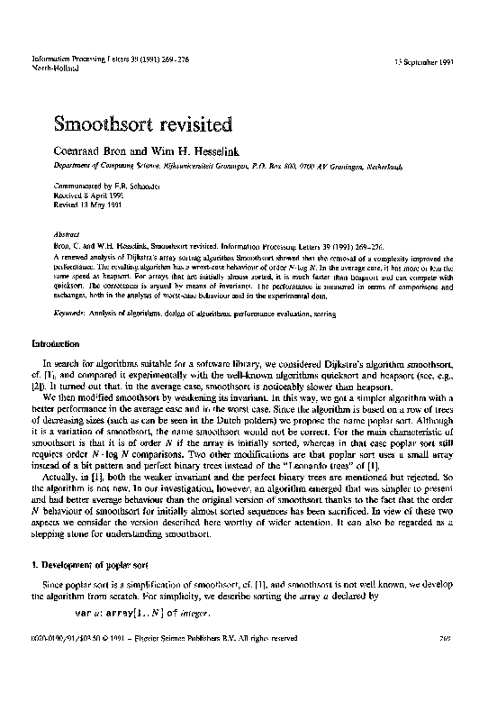 (PDF) Smoothsort Revisited