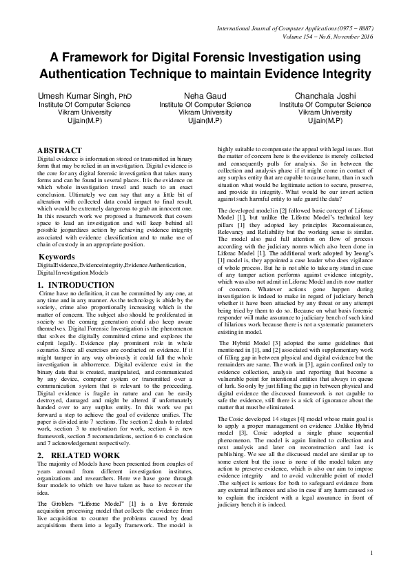 (PDF) A Framework for Digital Forensic Investigation using ...
