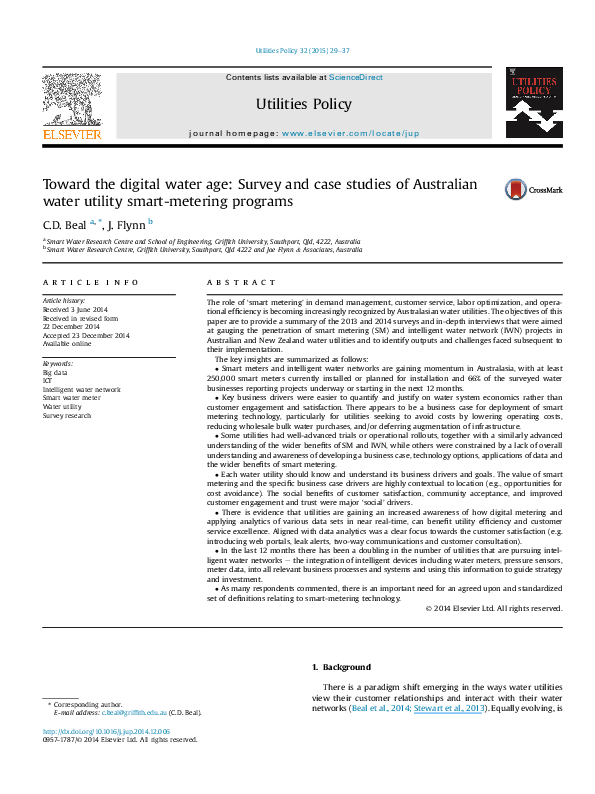 (PDF) Toward the digital water age: Survey and case studies of ...