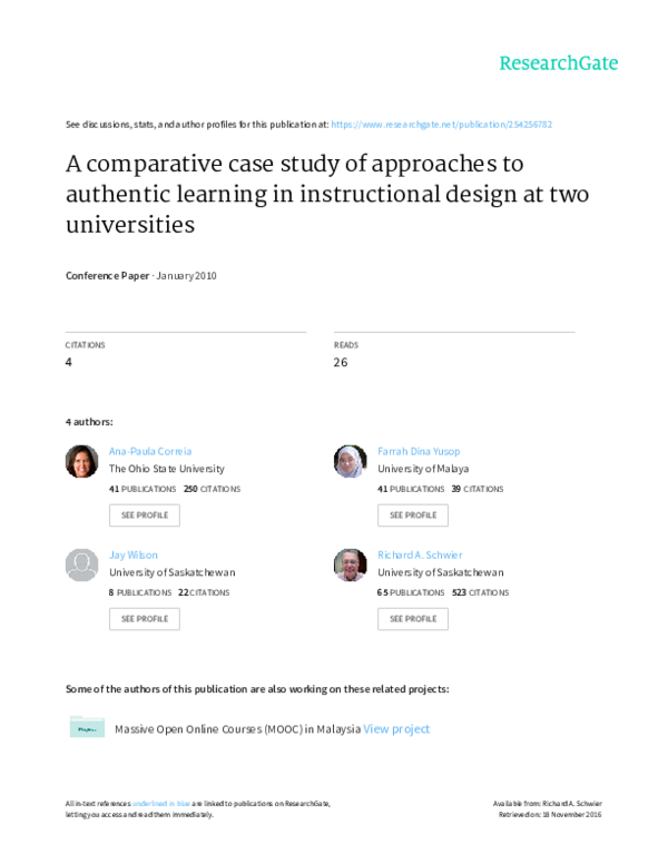 (PDF) A Comparative Case Study of Approaches to Authentic Learning in ...