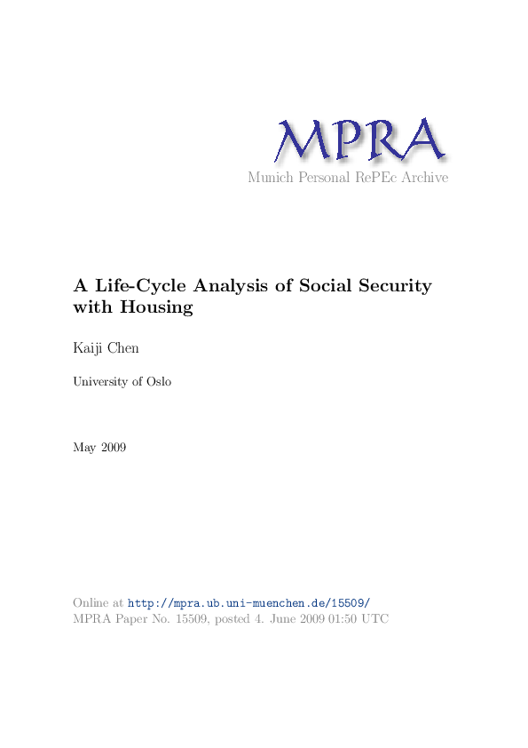 (PDF) A Life-Cycle Analysis of Social Security with Housing