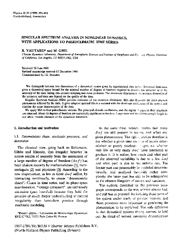 (PDF) Singular spectrum analysis in nonlinear dynamics, with applications to paleoclimatic time ...