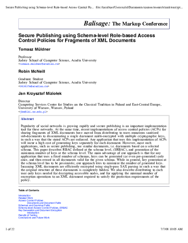 Pdf Schema Level Access Control Policies For Xml Documents