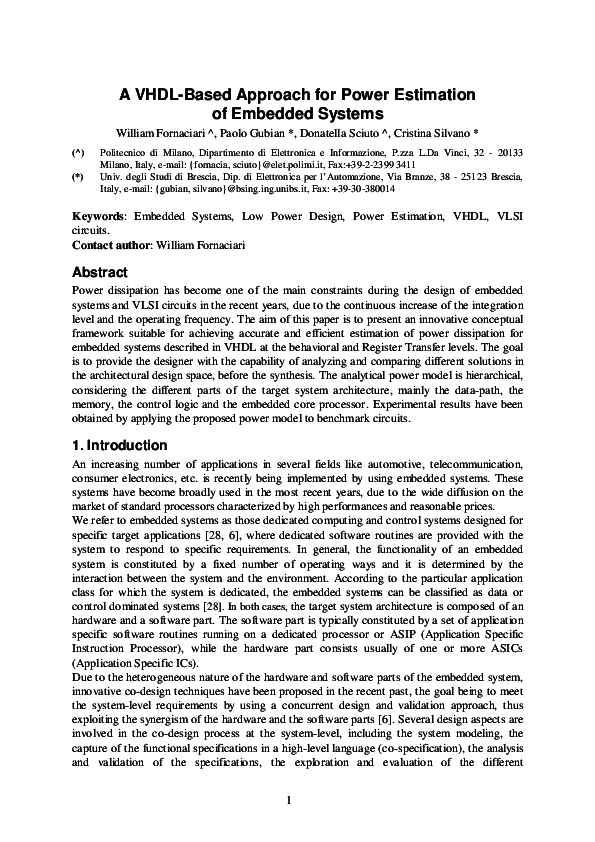 (PDF) A VHDL-based approach for power estimation of embedded systems