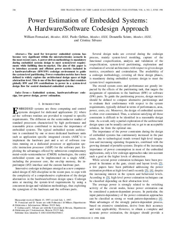 (PDF) Power estimation of embedded systems: a hardware/software codesign approach